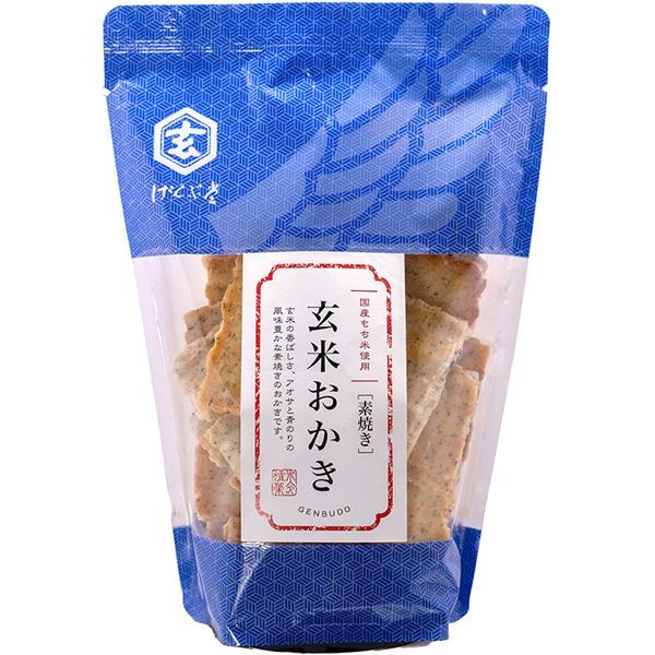化学調味料不使用。国産もち米100％、青のりの良い香り♪国産の青のりと玄米の香ばしさのバランスが良い、ヘルシーなおかきです。第23回全国菓子大博覧会で最高賞である名誉総裁賞を受賞しました。■品名：玄米おかき 素焼き スタンドパック■原材料：...