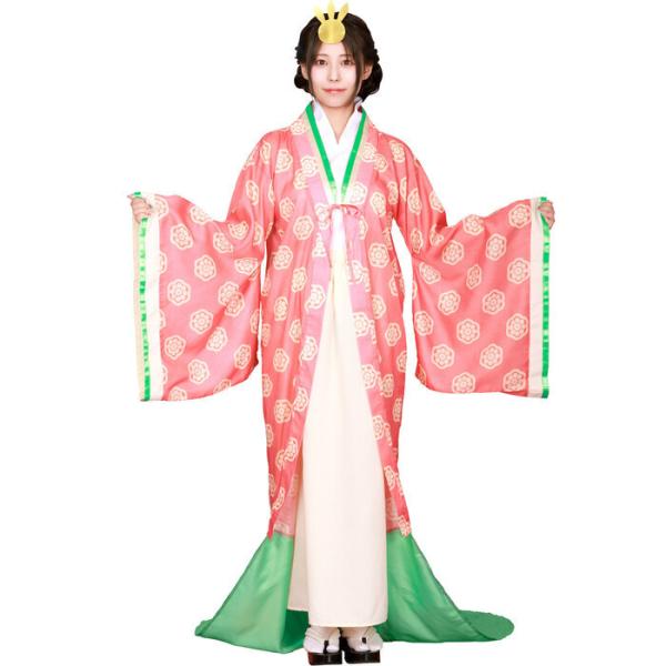 【 お雛様 レディース ひな祭り 雛祭り お雛様 コスプレ コスチューム インスタ映え 推し】ひな祭り、年間行事、イベント、学芸会、演劇など汎用性のある和装束コスプレ。頭の飾りは、玉串風の形でゴムバンド付き。羽織りは、透け感のある素材にオリ...