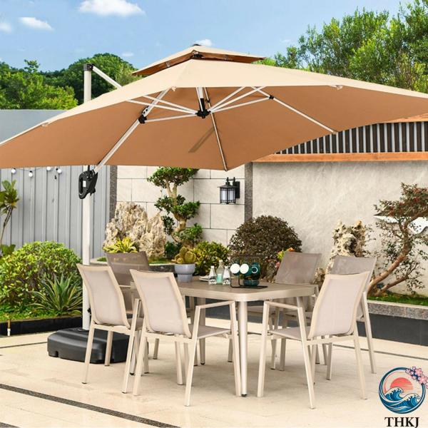 ? 【広々日陰で快適空間を創造】：250cm パラソル 大型キャノピーが庭ビーチウッドデッキをたっぷりカバー。家族団らんやカフェ営業に最適な広さで、炎天下でも涼しい憩いの場を実現します。（注：タンク需要別売）? 【日焼け防止効果】：ガーデン...