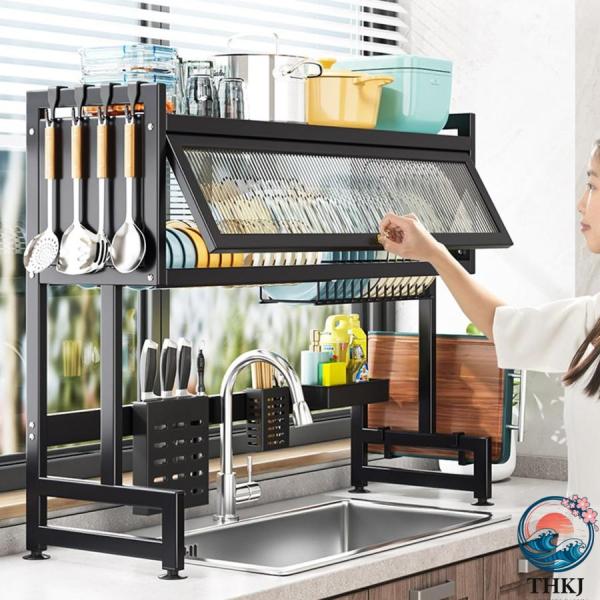 【丈夫で安定した構造】：この食器排水ラックは耐久性のある炭素鋼素材で作られており、複数の防錆特性で塗装されており、100kgの重量に耐えることができます。 脚の底にある強力な吸盤が排水ラックを所定の位置に保持します。【多機能キッチンラック】...