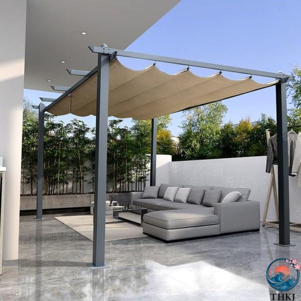 ? 屋外オーニング たっぷりとした日陰を提供し、太陽光線から保護する屋外の日よけが特徴です。 屋外パーティーを開催したり、裏庭で静かにくつろぐのに最適です。? アルミニウム構造 - 頑丈な特大のブラックアルミニウムフレームで作られたこのパー...