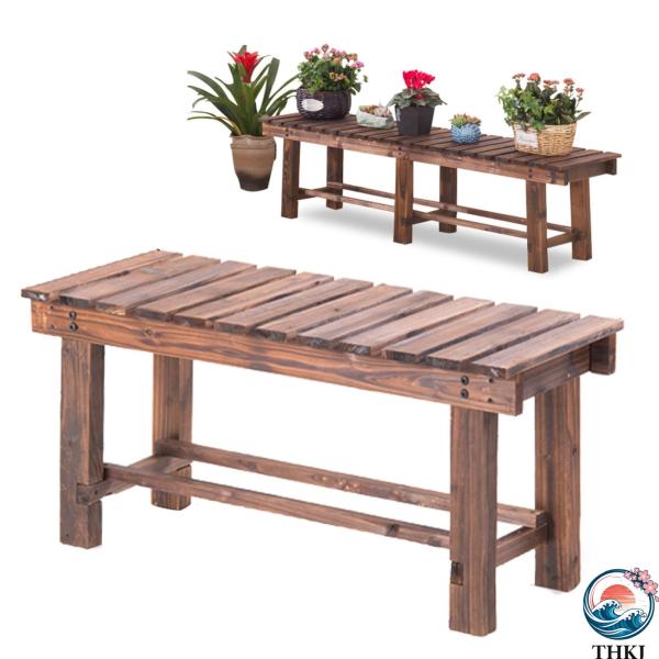 ? 【頑丈な構造】ガーデンベンチは天然の香りの良い杉材で作られており、無垢材で作られており、自然な木目は明確で硬いです。 高温炭化プロセスにより、製品の吸水能力が低下するため、変形しにくく、環境に優しく、日光にも耐性があります。 表面は滑ら...