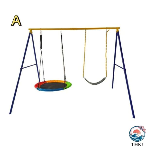 ? 【ブランコ】２種類ブランコを設置　より多くの遊び方！円盤型ブランコに乗ってリラックスするのは、とても心地よいです。全身を横たえながらゆったりとくつろげるので、気持ちがリフレッシュされます。ブランコに乗ることで、大きな楽しさを感じることが...