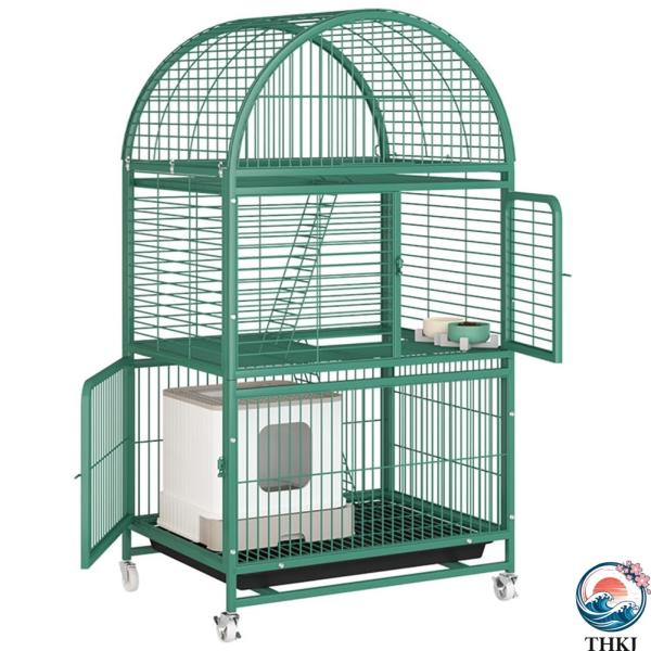 ? 【高品質の金属素材】高品質の金属製で作られたこの猫ケージは、耐久性に優れ、長期間の使用にも耐える設計。愛猫を安全に守る強度があります。? 【美しい半円型の屋根デザイン】この猫ケージは独特な半円形屋根のデザインで、インテリアにもぴったり。...