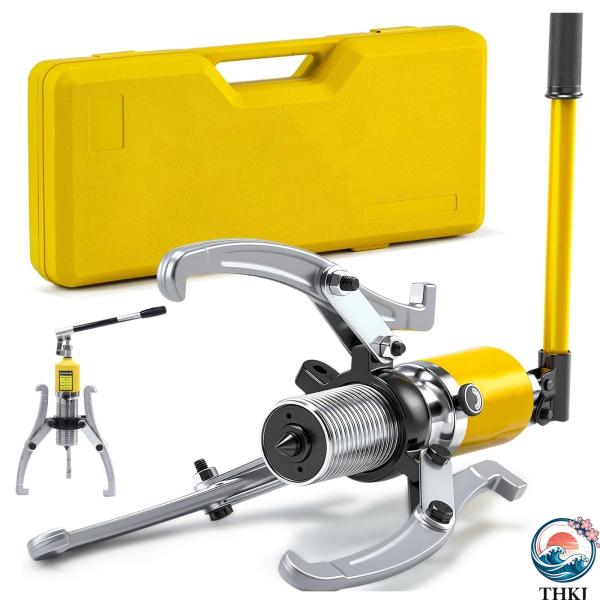 【高い安全係数】一体鋳造のシリンダーとカバーにより、破裂や油漏れを効果的に防止します。安全リリーフバルブが過負荷を回避し、柔軟なイジェクターピン設計で高精度な芯出しを実現。本油圧プーラーキットは、シャフトからハブ、フランジ、ギア、プーリー、...