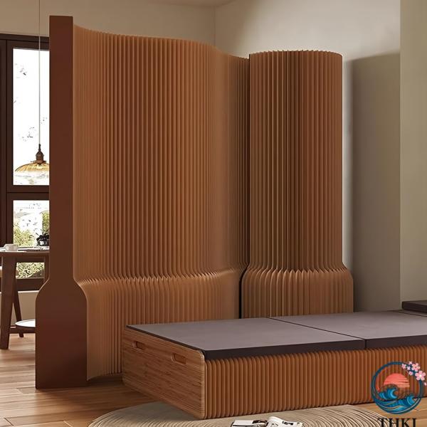 【高品質素材】パーテーション 表面に防水コーティングを施した高品質クラフト紙を使用しているため、水に濡れても破れにくいです。日常的に水に濡れた場合は、乾いた布で拭き取り、自然乾燥させてください。お手入れも簡単です。【安定した構造】ペーパー屏...