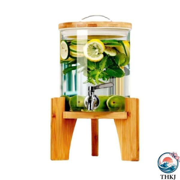 ドリンクサーバー ガラス ドリンク サーバー 蛇口付き大容量 プラムワインジュースビールフルーツジャグフルーツワインボトル貯蔵容器密閉 2.5L
