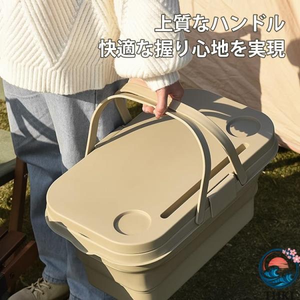 ピクニック バスケット 折りたたみ式 収納バスケット 蓋付き 2way キャンプ用 テーブル 多機能 アウトドア ポータブル 収納ケース 大容量 手提げかご 収納ボック
