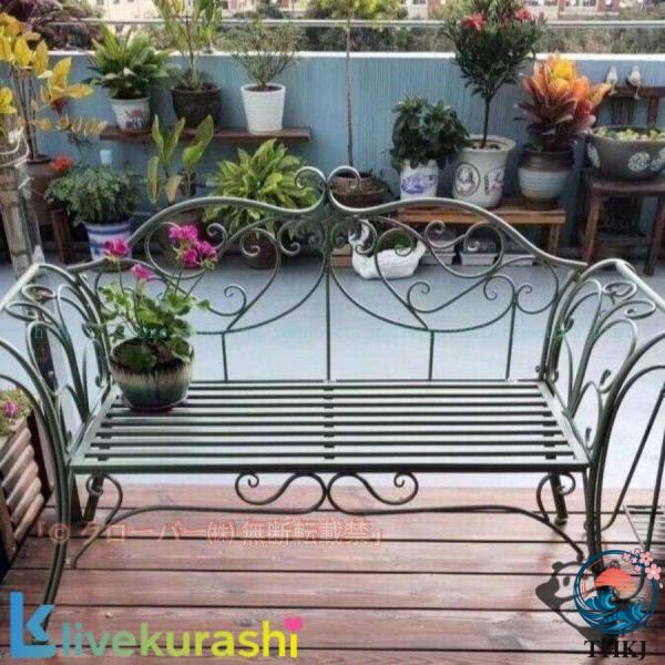 レトロアンティークガーデンベンチメタルパークベンチ屋外ベンチグリーン屋外パティオ家具アイアン耐候性/クローバー組み立て簡単（ベンチ）