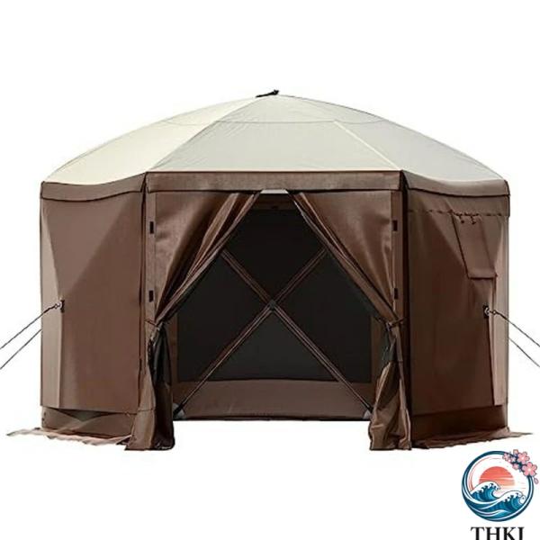 &amp;#127914;このキャンプパビリオンテントは、300Dオックスフォード布とB3ガーゼなどの高品質素材で作られており、優れた防水性と日焼け防止効果があります。耐久性を確保し、さまざまな気候や気象条件に耐えることができます。 6枚の...