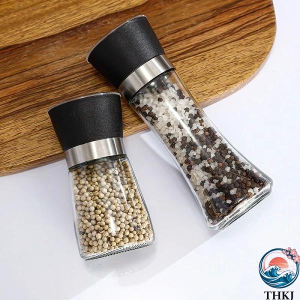 グラインダーブラックペッパー粉砕ボトル屋外バーベキューグラインダーガラス調味料瓶回転粉砕ボトル家庭用粉砕