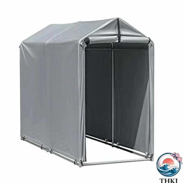 サイクルハウス 2台用 自転車置き場 家庭用 多用途 簡易ガレージ 94×180×157cm 中型 シルバーグレー PE素材 防UV 防水 防風 耐水性2000mm 組み立て式 固定バン