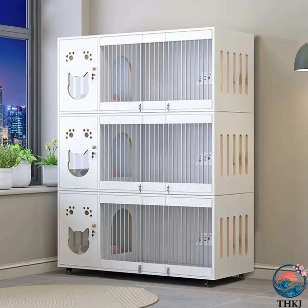 ? 滑らかな表面: すべてのボードは、滑らかでバリのない表面になるように研磨されており、猫を傷つけません。? 多用途の可動性: ブレーキ付きの 2 つを含む 4 つのユニバーサル ホイールを装備した当社の キャットケージ 木製 は、便利な可...