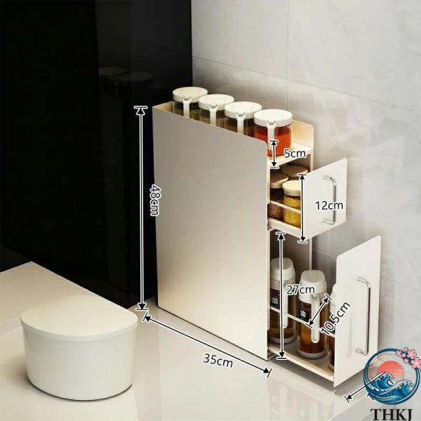 【調味料を隠して収納】隠せる調味料ラックはスパイスの小瓶からお醤油や油類などを巧妙に隠して収納することができ、調味料ボトルを油跳ねから守り、コンロ回りを清潔に保ちます。奥行僅か11.5cmのスリムデザインは、コンロ横に設置すれば、空いたスペ...