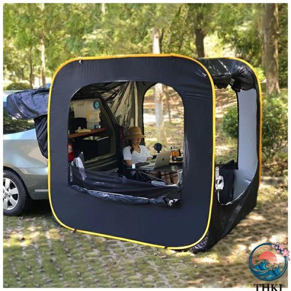 新発想の車泊テント：アウトドアやキャンプを楽しくするために、快適なテントは必要ですよね。キャンプを思い立っても、設置の面倒さのせいで二の足を踏んでしまうことも多いのではないでしょうか？このテントなら、面倒な設置は一切不要！わずか５分ほどで完...