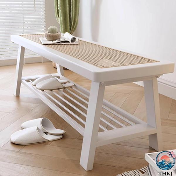 ? 【多機能ベンチ】普段使いの椅子として、玄関に置いて靴ベンチとして、または寝室に置いてベッドサイドベンチとして、さまざまな使用シナリオに応じて変更できます。? 【頑丈で安定した構造】この寝室のベンチフレームは松材で作られており、頑丈で耐久...