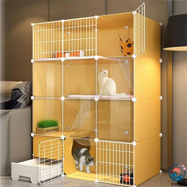 高品質の非常に強力な金属メッシュ構造の猫用ケージ。子猫がケージを開けて飛び出したりすることはありません。はしごは安定していて揺れず、子猫が安全に遊べることを保証します。 ? ?猫ケージ屋内 2 段と二重ドアのデザインは、登ったり止まったりす...