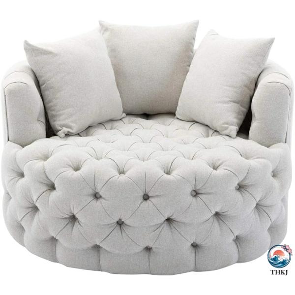 【快適さをお楽しみください】 ---全体のサイズ：105x105x65cm、人間工学に基づいた湾曲した背もたれと柔らかいクッション付きシートがより快適です。 ? 【360度回転】 ---底部は360度回転ベースを採用し、5つのユニバーサルホ...