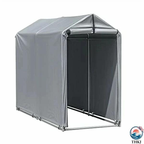 サイクルハウス 2台用 自転車置き場 家庭用 多用途 簡易ガレージ 94×180×157cm 中型 シルバーグレー PE素材 防UV 防水 防風 耐水性2000mm 組み立て式 固定バン