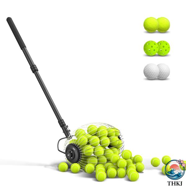 ? 【曲がらないクイックボール拾い】トレーニング中、腰をかがめてボールを拾うのに疲れていませんか？人間工学に基づいた長いハンドル付きテニスボールピッカーがボールの上で転がすだけで、簡単に拾えます。曲げたり、しゃがんだり、腰に負担をかけること...
