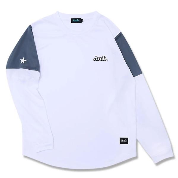 【メーカー】ARCH（アーチ）【カテゴリー】バスケットボール【分類】Ｔシャツ【商品説明】両腕にデザインされたカラー切り替えが特長のDRY-L/S Tシャツ。左胸にベーシックロゴを配置、右腕のスターのシルクプリントがアクセント。肌触りが柔らか...