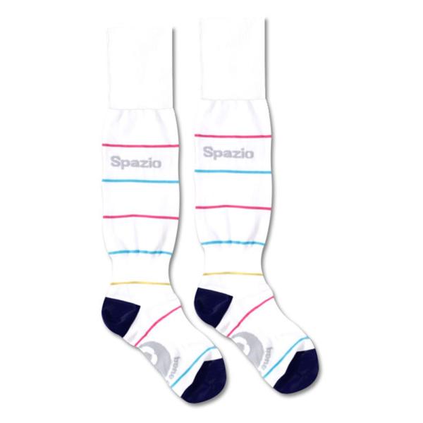 【メーカー】SPAZIO（スパッツィオ）【カテゴリー】フットサル【分類】ソックス【商品説明】ネオンカラーのボーダーラインがポイントのロング丈ソックスです。【カラー・仕様・サイズ】素材：ポリエステル100％