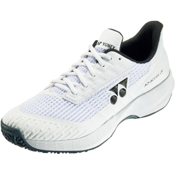 【メーカー】Yonex（ヨネックス）-×【カテゴリー】テニス【分類】シューズ【商品説明】ジュニアの足に合わせた専用設計で、コートを駆け巡る加速力。【カラー・仕様・サイズ】カラー：011（ホワイト）素材アッパー：合成繊維/合成樹脂ミッドソール...
