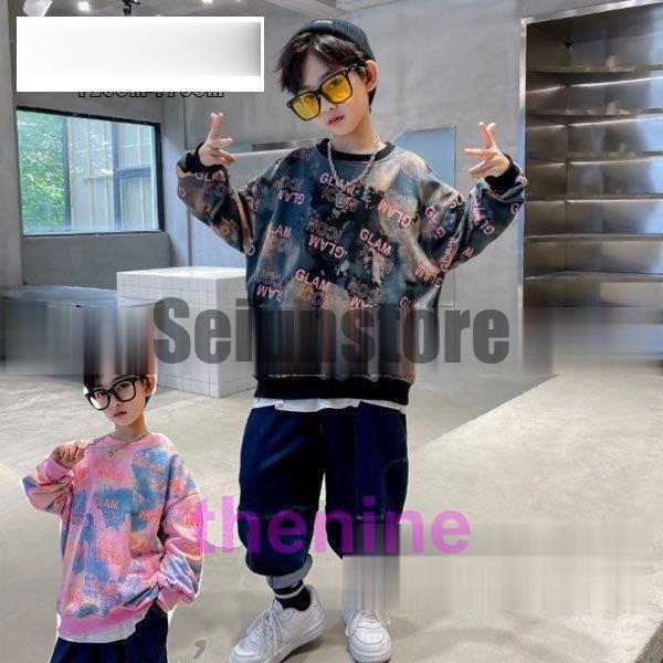 韓国子供服 男の子 パーカー タイダイ 英文柄 春 秋 冬 キッズ ボーイズ トップス スウェット トレーナー かっこいい ゆったり 長袖 衛衣 ブラック ピンク 普段着 通園 通学 運動着 ジュニア パーカー ファッション 120cm 1...