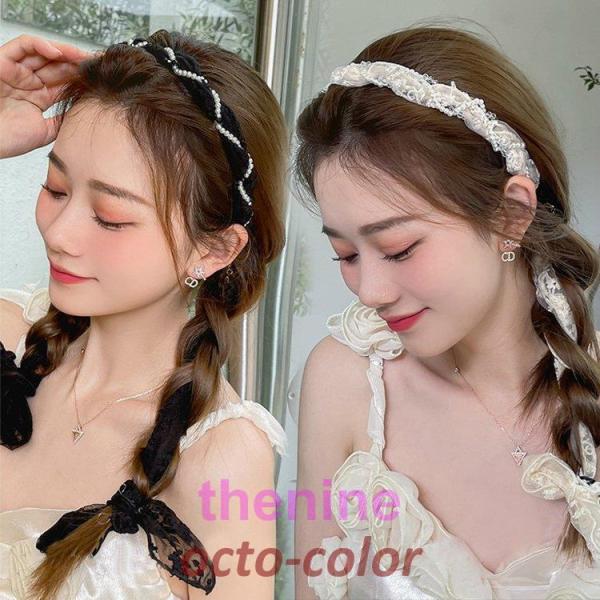 カチューシャ レディース ヘアアクセサリー 髪飾り おしゃれ ヘッドアクセサリー レース 花柄 パール 上品 フェミニン キュート ガーリー ホワイト ブラック お出かけ 魅力的 美人 イベント 清楚 ナチュラル お洒落 女子会 リラックス...