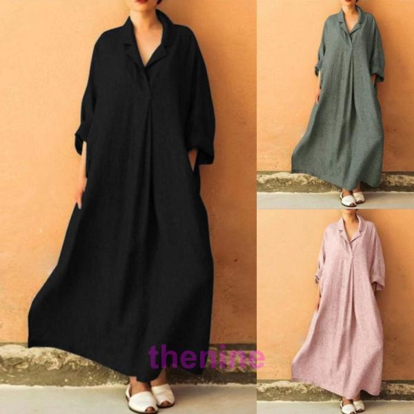 シャツワンピース 春夏 レディース ワンピース 長袖 ロング丈 Vネック ゆったり 大きいサイズ シンプルワンピース 大人 Aライン 重ね着 体型カバー【カラー】ピンク、グレー、ブラック【サイズ】M、L、XL、2XL、3XL、4XL、5XL...
