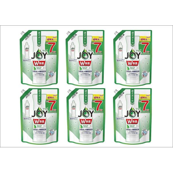 ◆新品　超特大詰替え7回分　960ml×6袋セット◆P&amp;G 食器洗い洗剤『除菌ジョイ　コンパクト　 緑茶の香り　超特大詰替え7回分（960ml)』を【6袋セット】で販売いたします。◆容量：960ml◆販売元：P&amp;G◆2つの除...