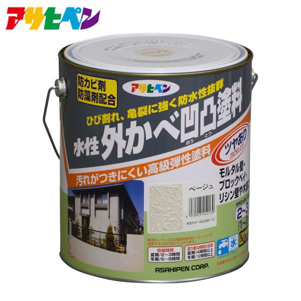 1回塗りツヤあり水性アクリルエマルション弾性塗料【特長】●専用ローラーバケで容易に、ツヤありの風格ある美しい立体凹凸模様仕上げができます●防カビ剤、防藻剤の配合により、長時間カビ、藻(モ)、コケの発生を防ぐ●塗膜は弾力性に優れており、コンク...