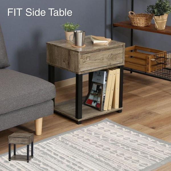 組み立て簡単！収納付きサイドテーブル使いやすい高さ【商品サイズ】幅450×奥行395×高さ551mm耐荷重(天板)：15kg商品重量：8.5kg【梱包サイズ】635ｘ440ｘ90【素材】■表面材:プリント紙化粧パーティクルボード　■構造部材...