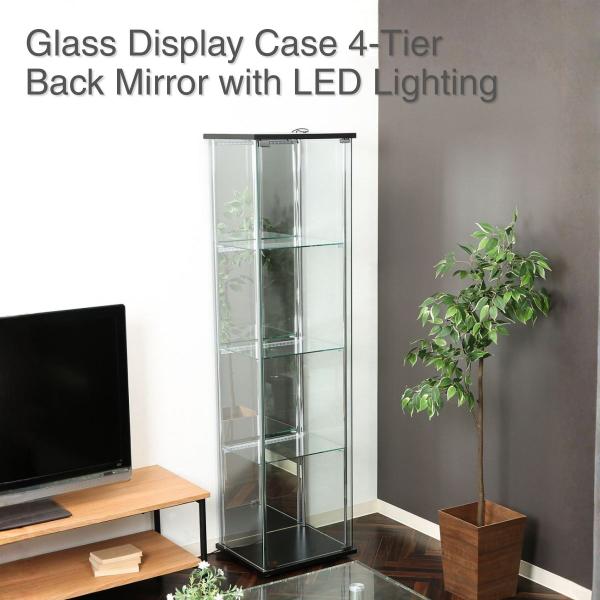 LEDで照らす!背面ミラー仕様のガラスコレクションケース自慢のコレクションを大切に保管【商品サイズ】幅425×奥行365×高さ1620mm【梱包サイズ】1630ｘ460ｘ80【素材】■構造部材(天板/地板):プリント紙化粧繊維板　■構造部材...