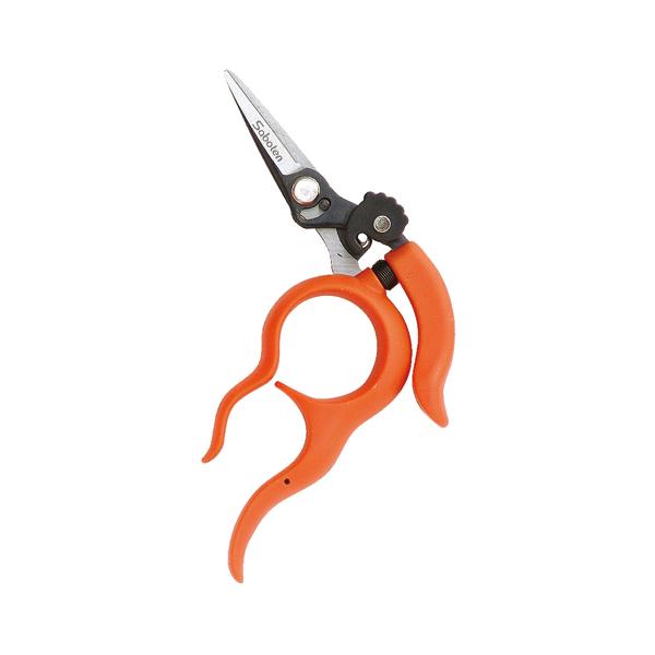 場所を選ばず狭い所も楽々切断します。【用途】ぶどうの摘粒作業。【特徴】100mmの手のひらサイズのコンパクトな鋏です。刃先が細く入り組んだ隙間にも無理なく入ります。刃・ハンドルに目盛がついていて房つくりに便利です。指かけハンドルで鋏をつけた...
