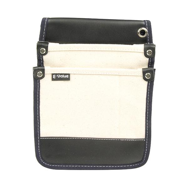 ≪用途≫帆布製電工腰袋。≪特徴≫軽量で丈夫です。さまざまな道具の携帯に便利です。≪仕様≫●サイズ：約幅200×奥行90×高さ255mm。●色：ホワイト。●60mm幅ベルトまで対応。≪材質≫●帆布。≪注意事項・その他≫バックル、リベットなどの...