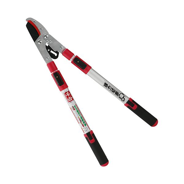 ラチェット式伸縮ハンドルで楽に作業が行なえます。【用途】枝葉の剪定・整枝作業。【特徴】手元のスイッチで楽に操作ができる伸縮ハンドルです。直径45cmまでの枝を楽に切断可能なラチェット式です。【仕様】●生木切断目安：最短時約45mm。●生木切...