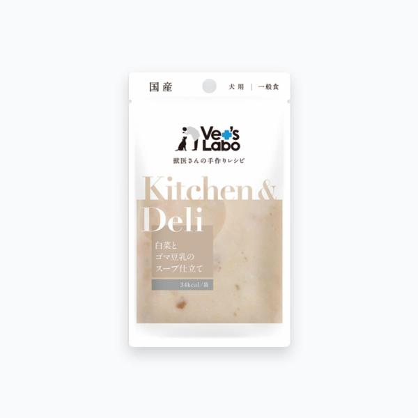 【商品説明】ビタミンやミネラルを豊富に含む白菜とヘルシーな鶏むね肉を、良質なたんぱく質やイソフラボンなどの機能性成分を多く含む豆乳とすりゴマを合わせてスープ仕立てにすることで、おいしく食べやすいまろやかな味になりました。