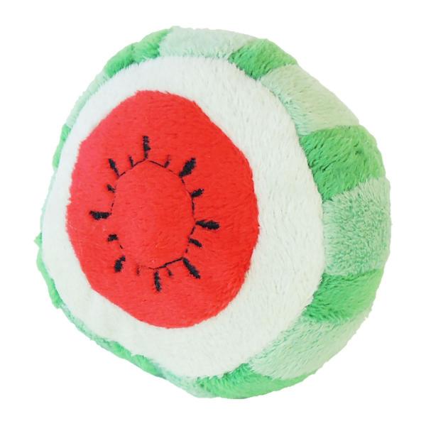 【商品説明】ころころとしたまんまるの小型犬向き、フルーツのおもちゃです。噛むとピューピュー音が鳴ります。投げたり転がしたりいろいろな遊び方ができます。