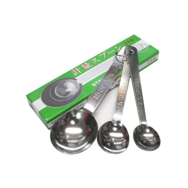 お菓子作りにお料理に欠かせない基本的な計量スプーン3本組です。材質：ステンレス容量：5・10・15cc
