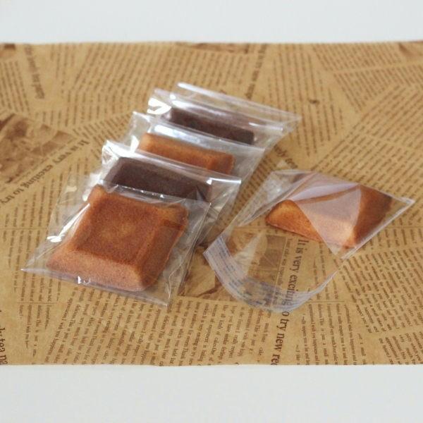 テープ付きで便利な個包装用袋です。材質：OPP30/青印刷テープサイズ：約90X100+40mm