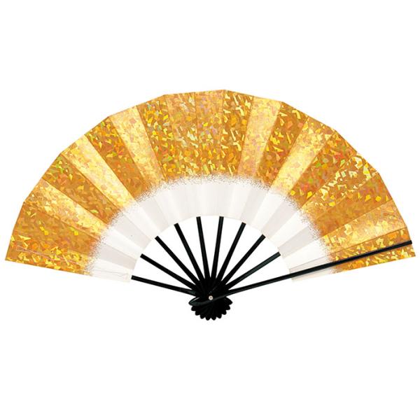 【ゆうパケットで送料無料（4点まで）】≪商品説明≫ 金ホロ箔 扇子箱付【仕様】骨：黒塗【素材】扇骨：竹 扇面：和紙【サイズ】9寸5分（約28.8cm）※お取り寄せ商品です。※ご注文後、通常7営業日以内に入荷予定です。※手配後のキャンセル、変...