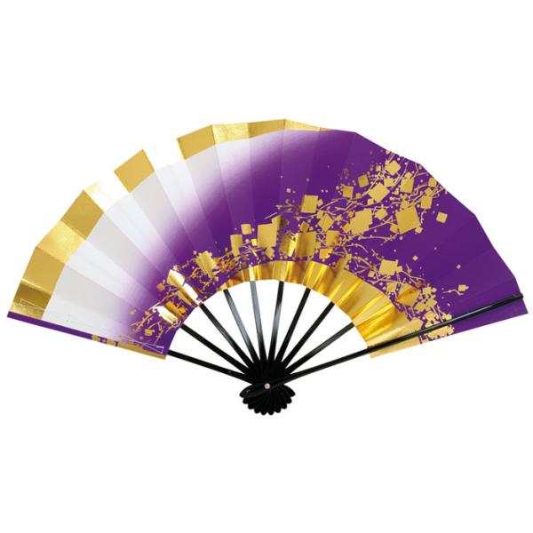 【ゆうパケットで送料無料（4点まで）】≪商品説明≫ 紫ぼかしに金の切箔ちらし 扇子箱付【仕様】骨：黒塗【素材】扇骨：竹 扇面：和紙【サイズ】9寸5分（約28.8cm）※お取り寄せ商品です。※ご注文後、通常7営業日以内に入荷予定です。※手配後...