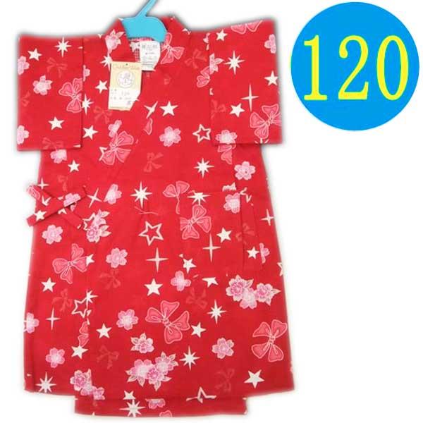 【日本製】女の子用甚平です。夏祭りにいかがですか？【素材】綿100％【サイズ】120サイズ：適応身長115〜125cm　適応年齢7〜8歳