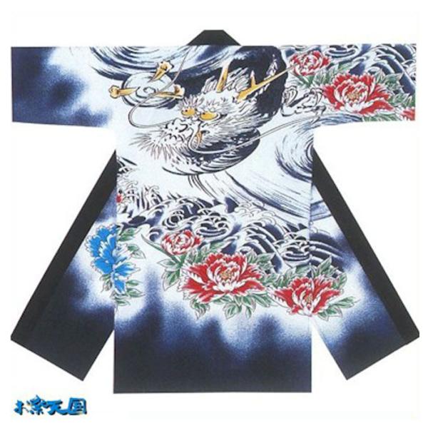 勇ましい柄の長袢天です。【サイズ】身丈：120cm　身幅：68cm　袖丈：30cm【素材】綿100％ （シャークスキン）※お取り寄せ商品のため、発送まで少々お時間がかかります。また、返品・交換ができません。予めご了承願います。