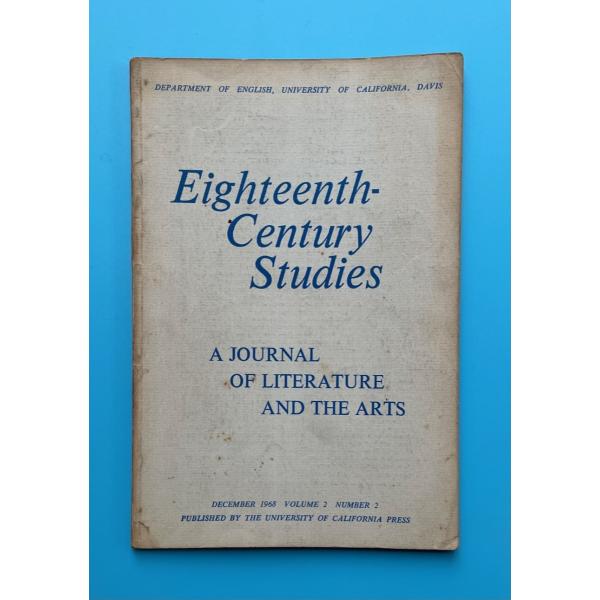 著者名: American Society for Eighteenth-Century Studies  出版者: University of California  出版年: 1968   背表紙に強いヤケ。表紙・裏表紙にヤケと薄シミ、...