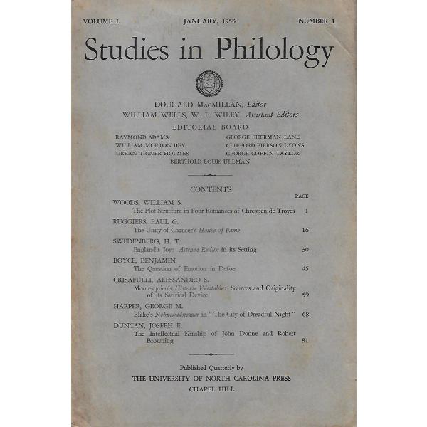 著者名: The Philological Club of the University of North Carolina  出版者: University of North Carolina  出版年: 1953   全体に強い経年感が...