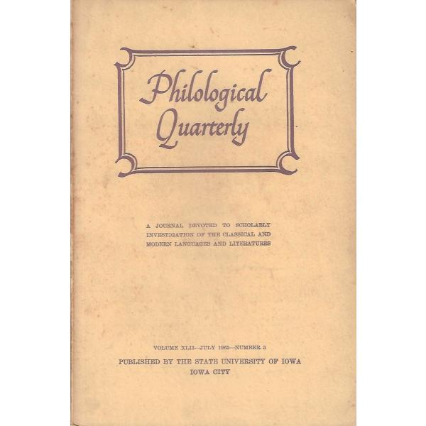 A journal devoted to scholarly investigation in the classical and modern languages and literatures著者名: University of Iow...