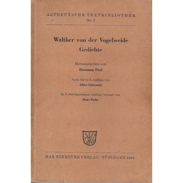 著者名: herausgegeben von Hermann Paul  出版者: Max Niemeyer  出版年: 1959  版表示: 9. durchgesehene Aufl. / besorgt von Hugo Kuhn シ...