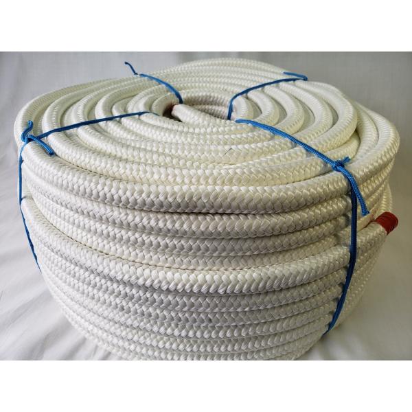 ・安心！！高品質！！低価格！！☆激安！！高品質！☆中にロープを入れ、外側をさらに2重に織り込むことで丈夫さと軟らかさを兼ね備えたポリエステル16打太さ18mmロープ100m巻きです。☆カラー：白☆キャンプ・テント/アウトドアに。マリンスポー...